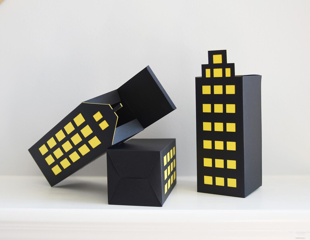 Skyscraper Gift Box SVG Template | Superhero Party Favors, Set of 3 ...