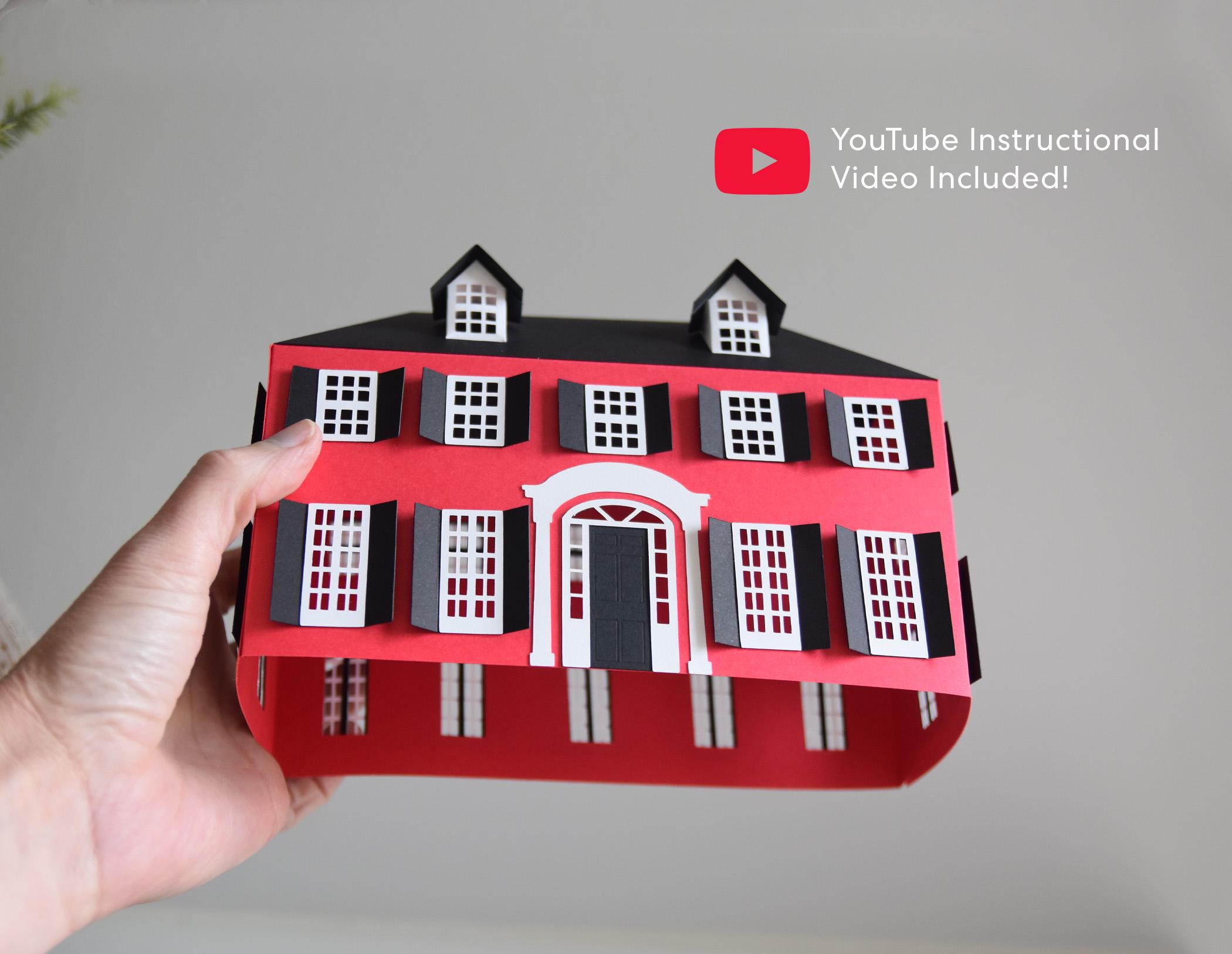 3D Paper House SVG Template: Colonial Christmas Village DIY Decor ...