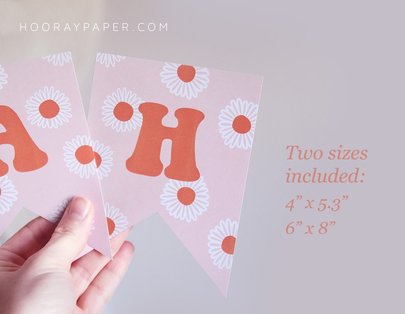 Flag Banner Printable / Boho Retro Daisy Flower Design / - Etsy