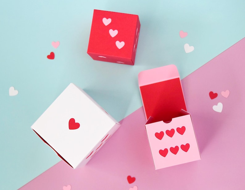Heart Dice Gift Box SVG Template for Cricut + PDF Printable | Valentine ...