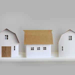 3D Paper Barn SVG Template: Farmhouse Christmas Village (digital ...