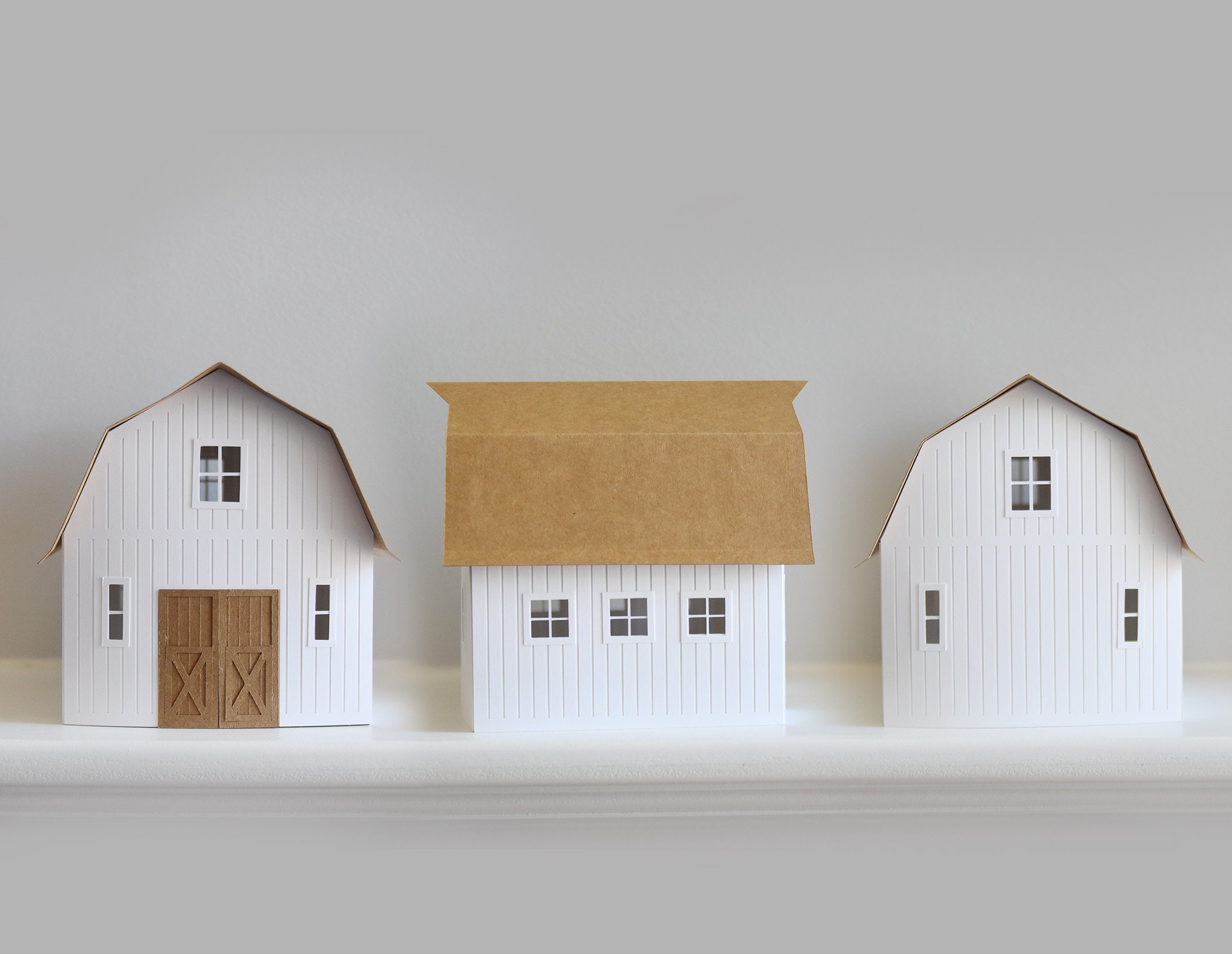 3D Paper Barn SVG Template: Farmhouse Christmas Village (digital ...