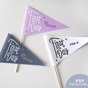 First Day of School Flag PDF Printable / Pre-k Kindergarten - Etsy