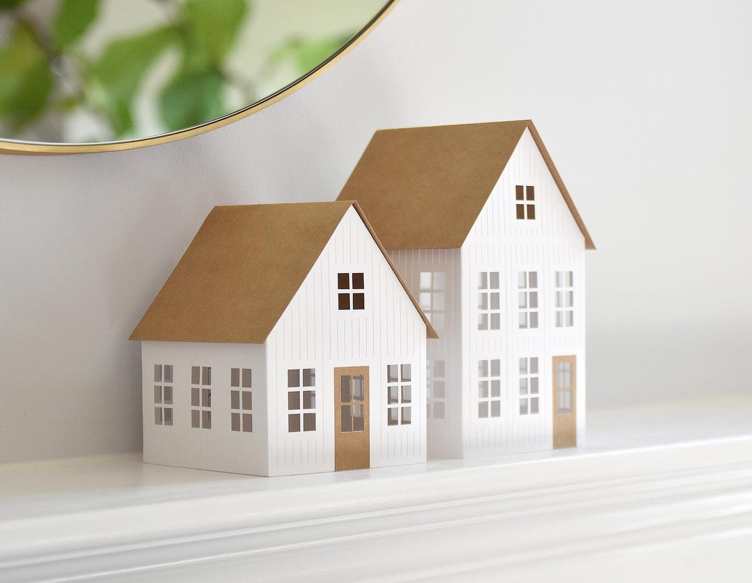 DIY Paper House SVG Template for Cricut: Putz Christmas Village ...