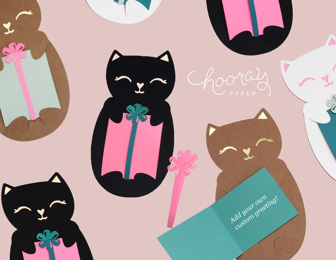 Cat Gift Card SVG Cutting Files for Cricut Scanncut2 - Etsy