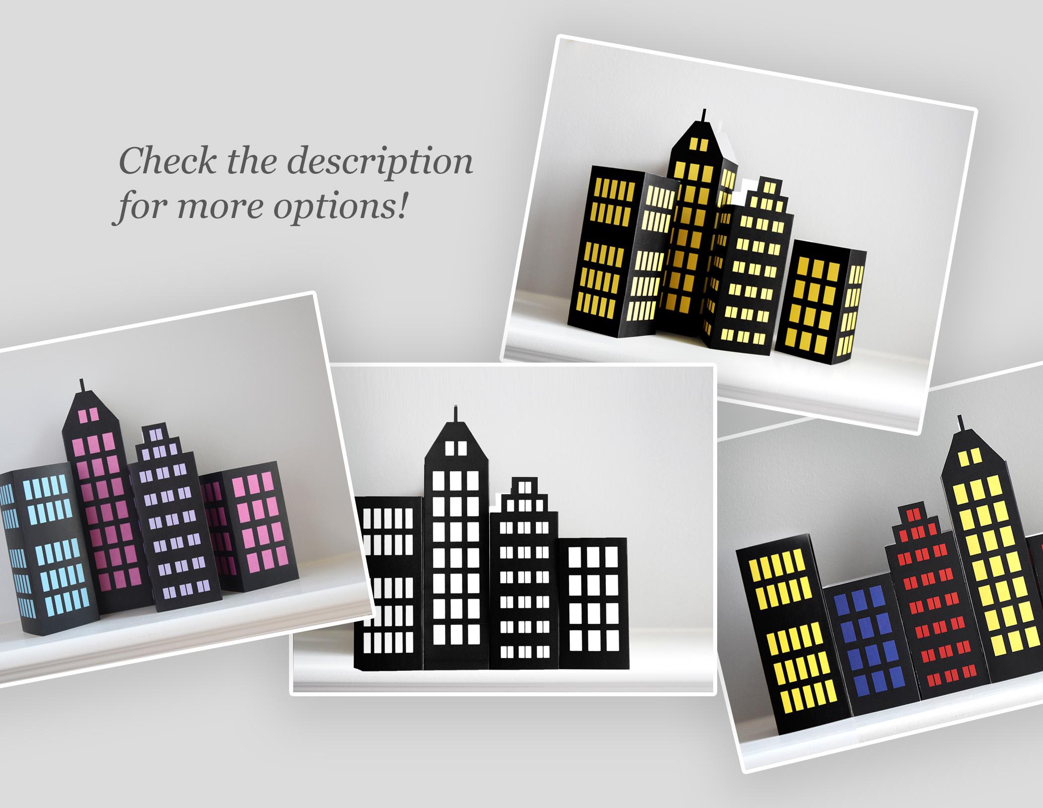 Superhero Cityscape Centerpiece PDF Printable | 3D Skyscraper Set of 4 ...