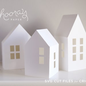 3D Paper House SVG Template: DIY Christmas Village Luminary, Set of 3 ...
