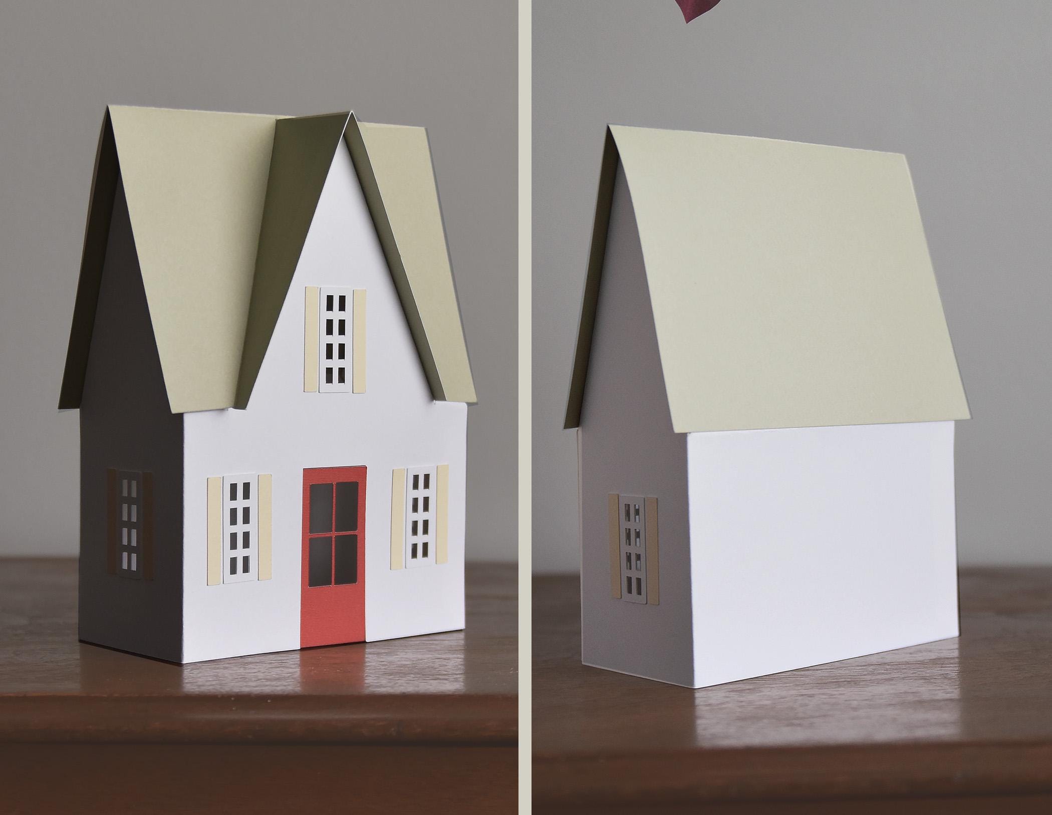 3D Paper House SVG Template: Americana Christmas Village (digital ...