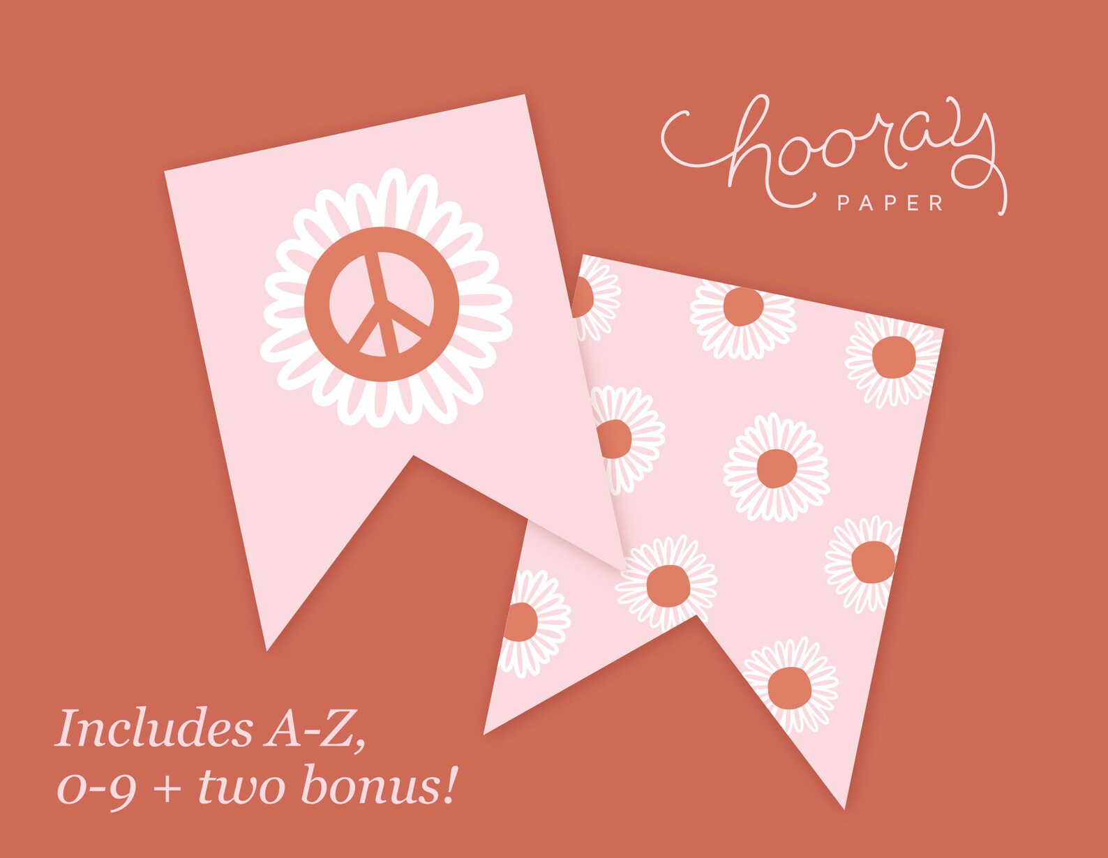 Flag Banner Printable / Boho Retro Daisy Flower Design / - Etsy