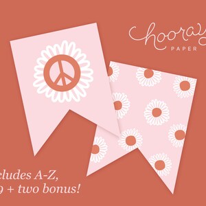 Flag Banner Printable / Boho Retro Daisy Flower Design / - Etsy