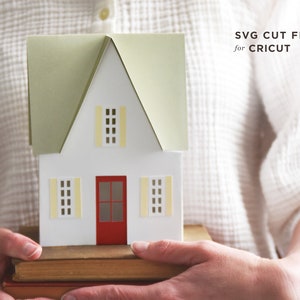 3D Paper House SVG Template: Americana Christmas Village (digital ...