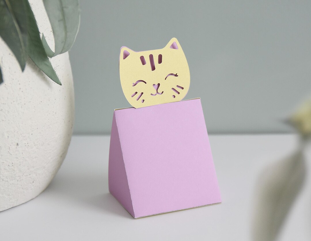 Cat Gift Box SVG CUTTING FILES for Cricut Template, Kitty Birthday ...