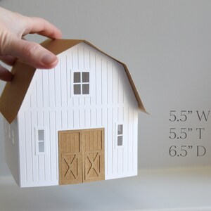 3D Paper Barn SVG Template: Farmhouse Christmas Village (digital ...