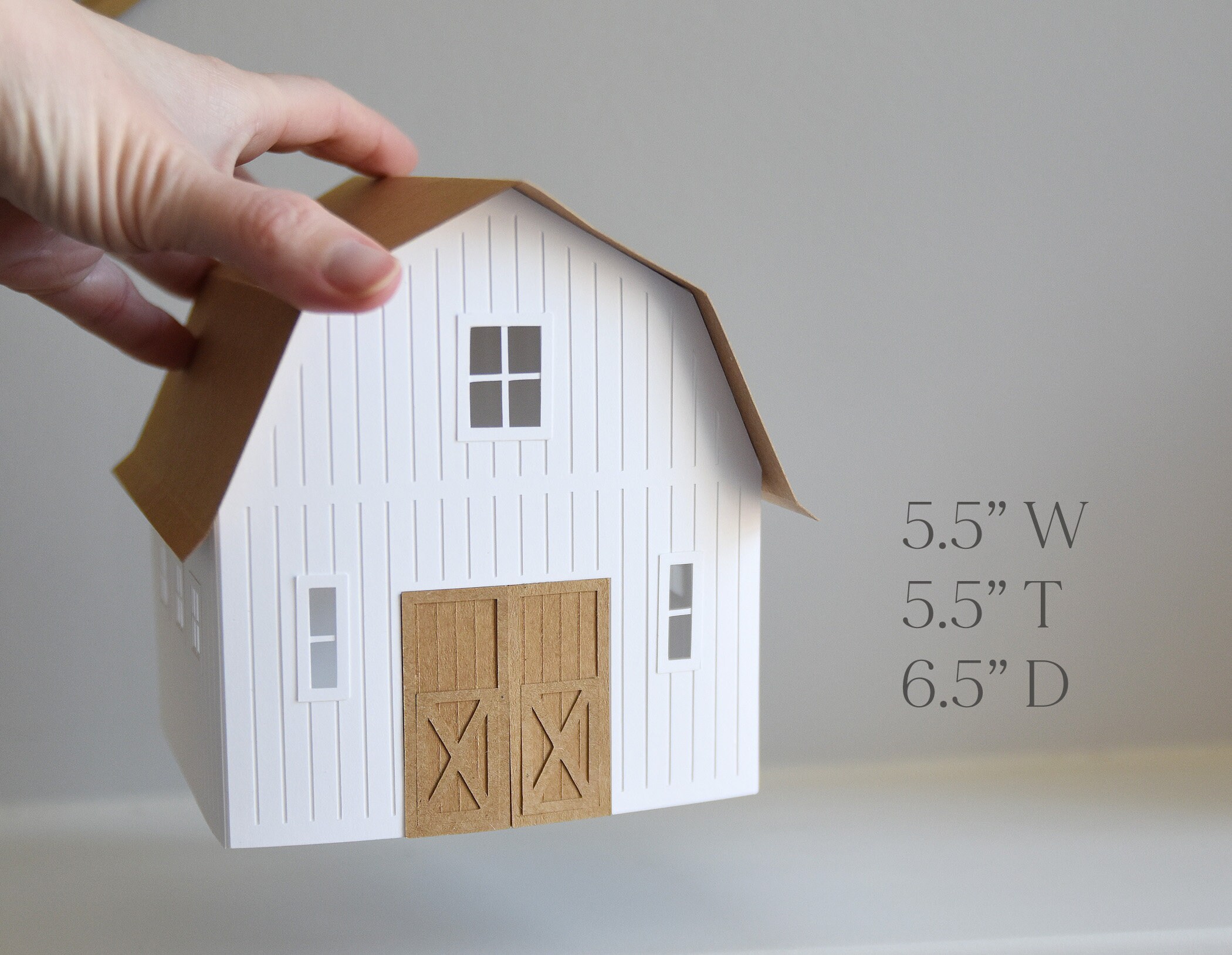 3D Paper Barn SVG Template: Farmhouse Christmas Village (digital ...
