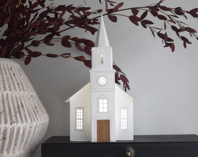 Paper Church Coloring Activity, 3D Paper Church, Christmas Village ...
