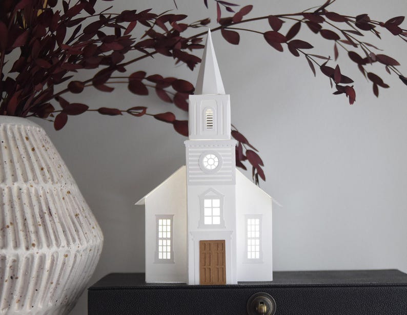 Church SVG Template for Cricut: House Paper Luminary, Christmas Village ...