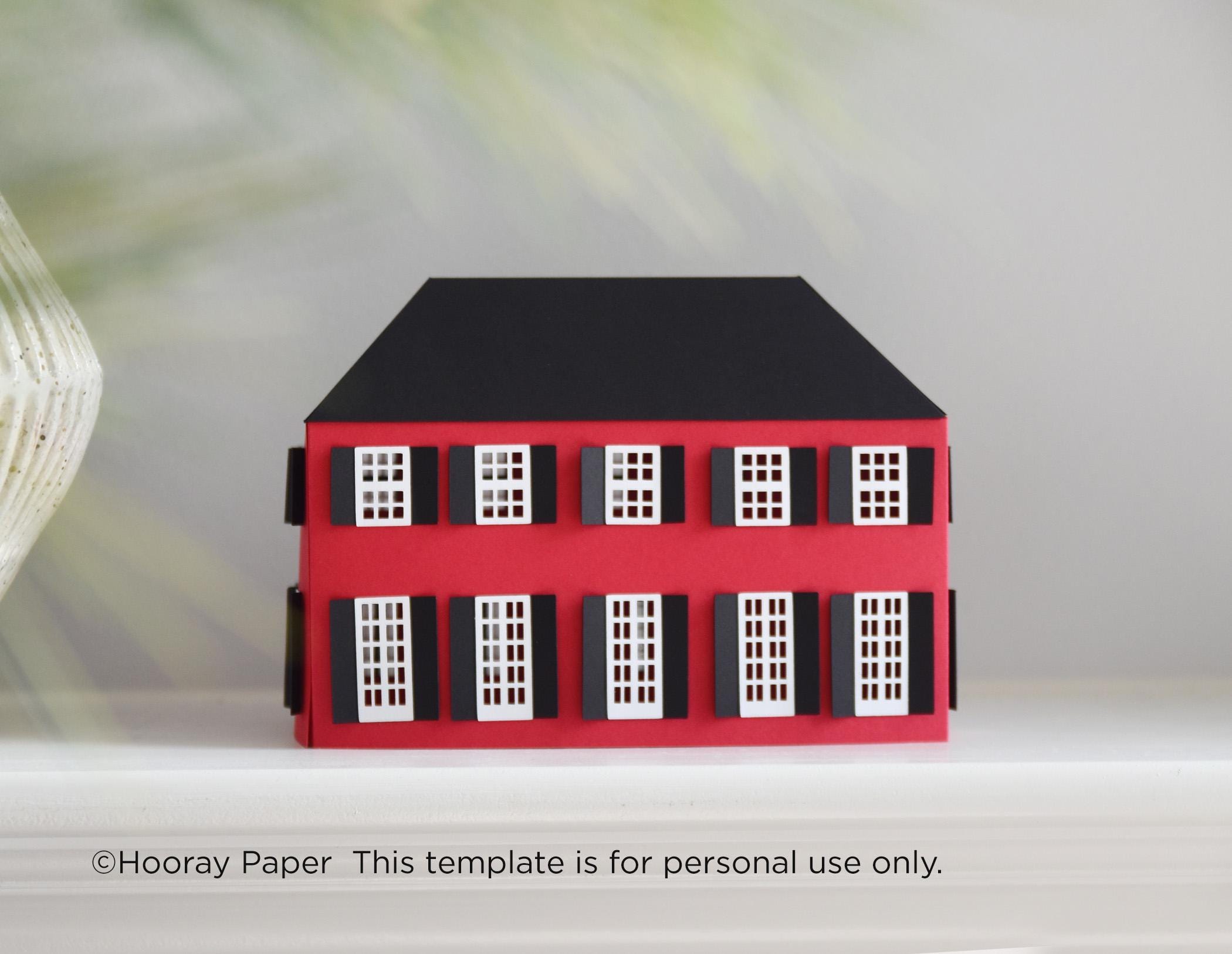 3D Paper House SVG Template: Colonial Christmas Village DIY Decor ...