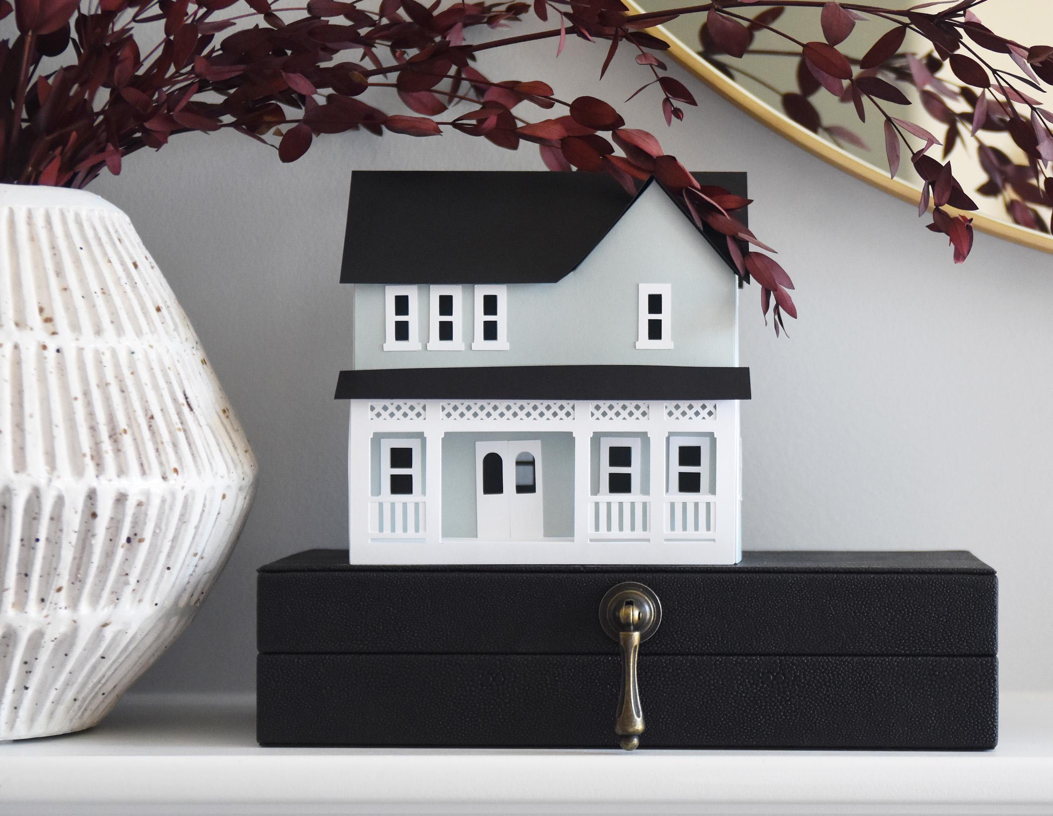 Paper House SVG Template: DIY Christmas Village, Front Porch (digital ...
