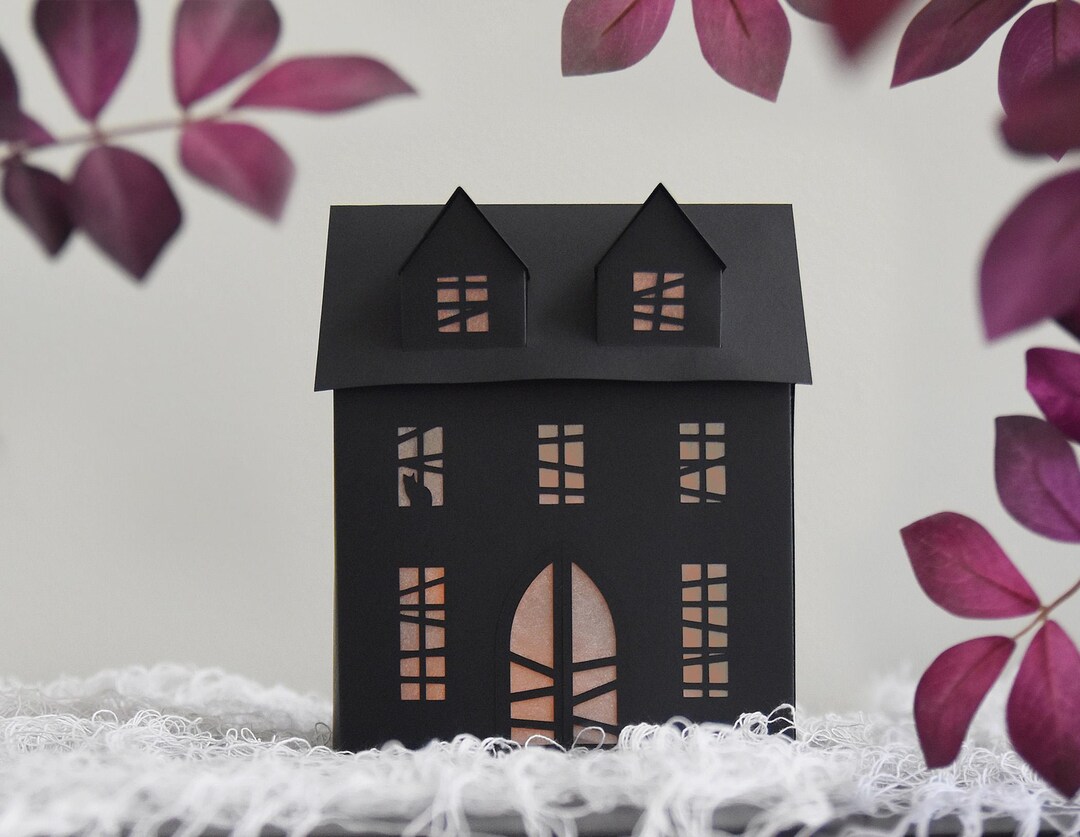 Haunted House SVG Template, DIY Halloween Village Luminary (digital ...