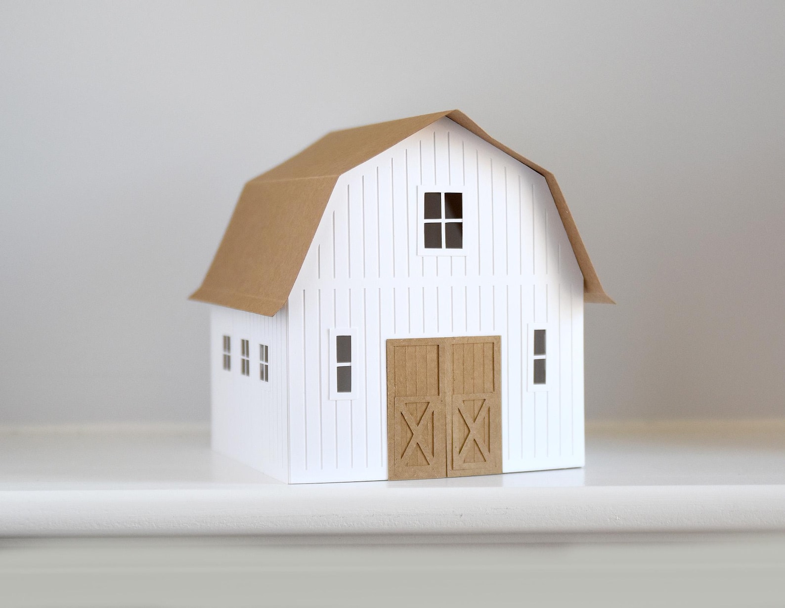 3D Paper Barn SVG Template | Farmhouse Christmas Village (digital ...
