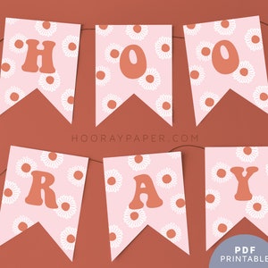 Flag Banner Printable / Boho Retro Daisy Flower Design / - Etsy