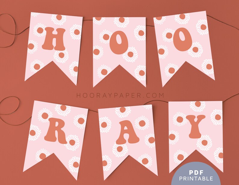 Flag Banner Printable / Boho Retro Daisy Flower Design / - Etsy