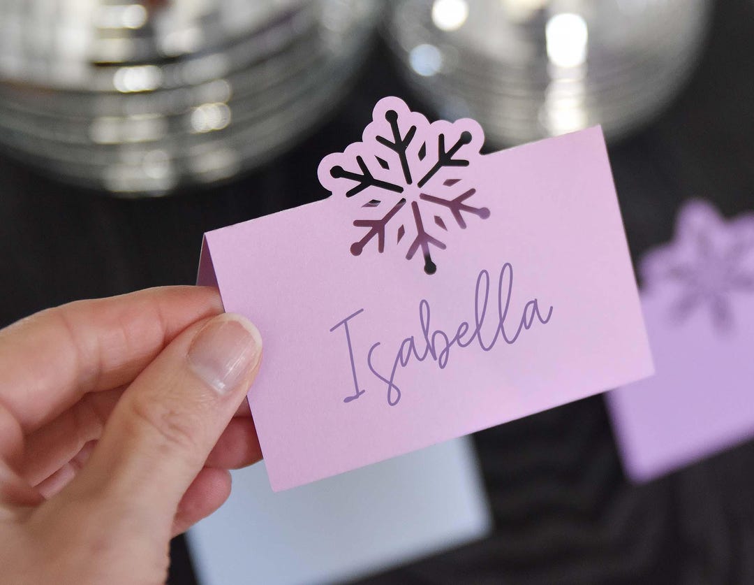 Holiday Place Card SVG Template for Cricut | Snowflake Winter Wedding ...