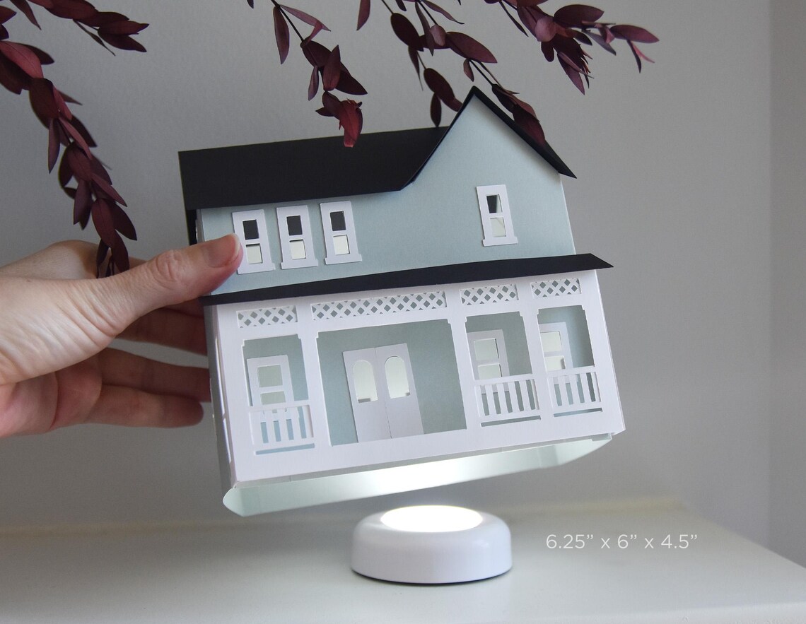 Paper House SVG Template: DIY Christmas Village, Front Porch (digital ...
