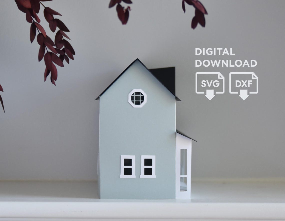 Paper House SVG Template: DIY Christmas Village, Front Porch (digital ...