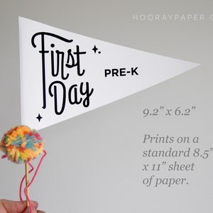 First Day of School Flag PDF Printable / Pre-k Kindergarten - Etsy