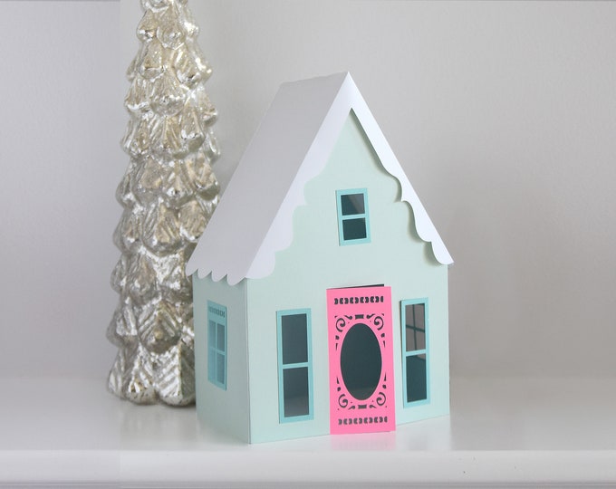 House SVG Cutting Files for Cricut, Silhouette, Scanncut / Cute Christmas Village Putz 3D Paper ...
