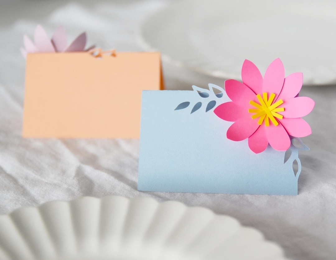 3D Flower Place Card SVG Template: Spring Wedding, Files for Cricut ...
