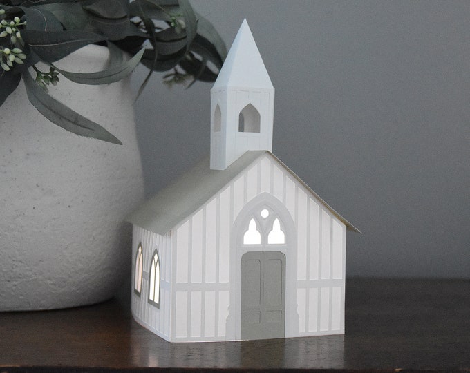Christmas Village Cathedral SVG: Paper Church Template (digital ...