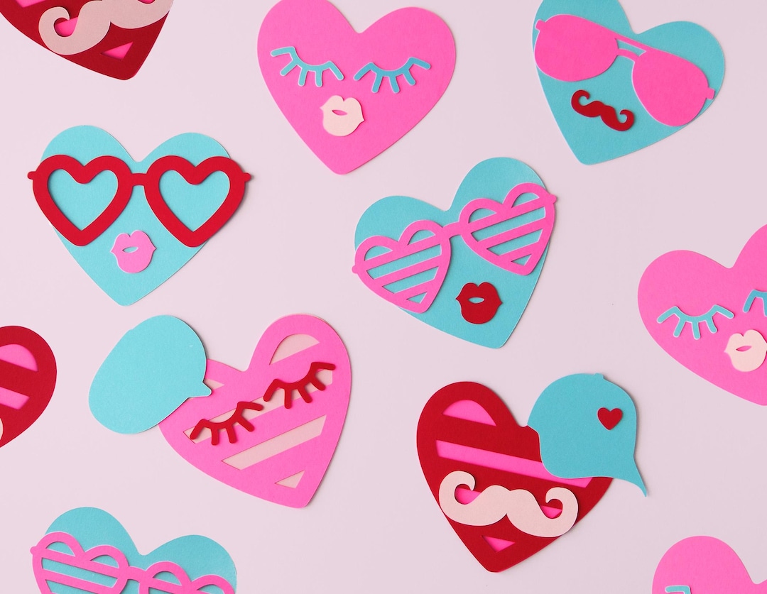 Valentine Heart Faces SVG Template | Cricut, Silhouette, Kid Craft ...