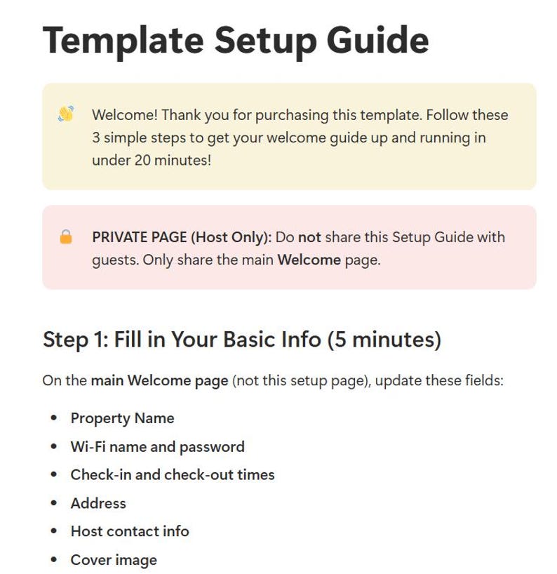 Airbnb Guest Book Notion Template | Vacation Rental Welcome Guide ...