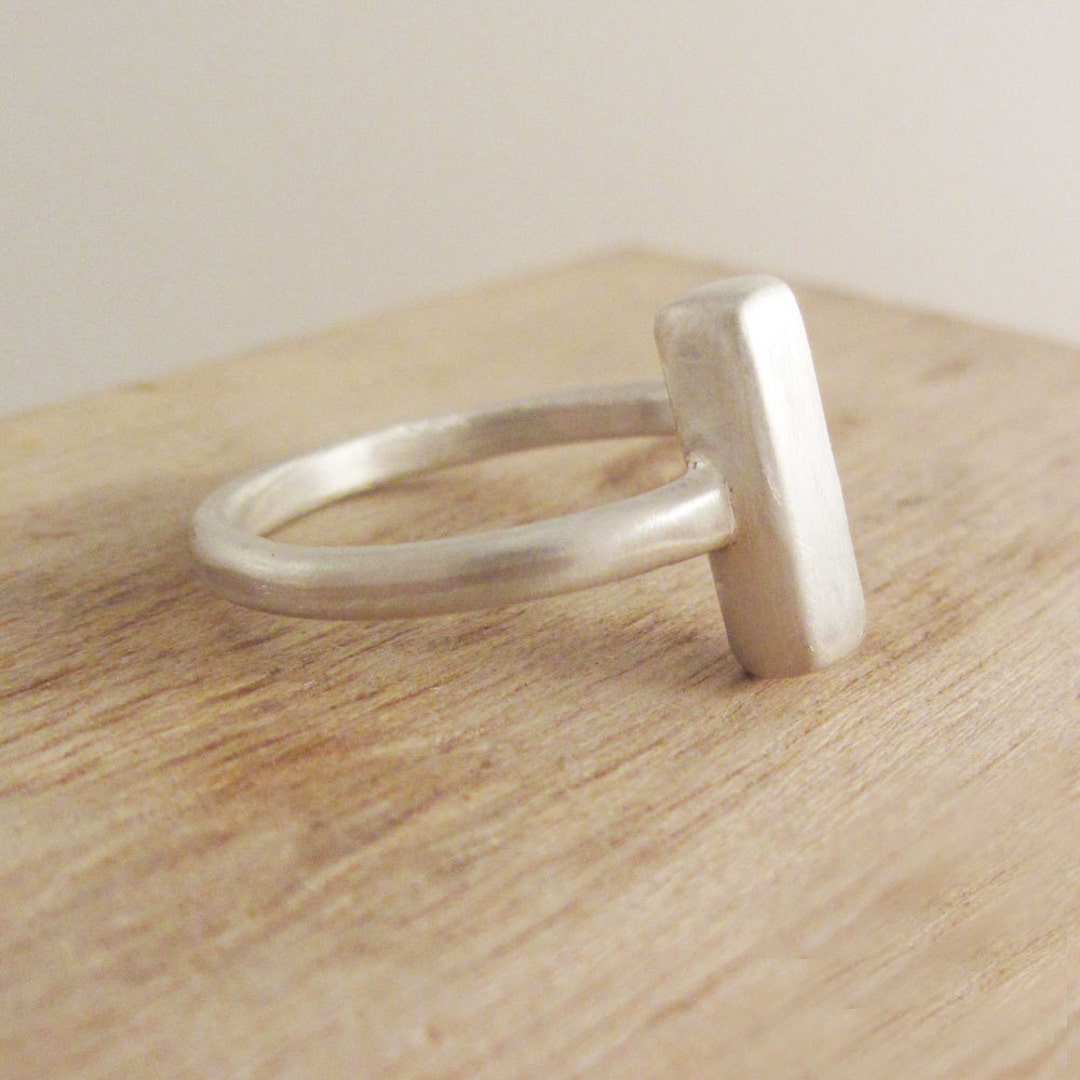 Simple Sterling Silver Rectangle Ring - Etsy