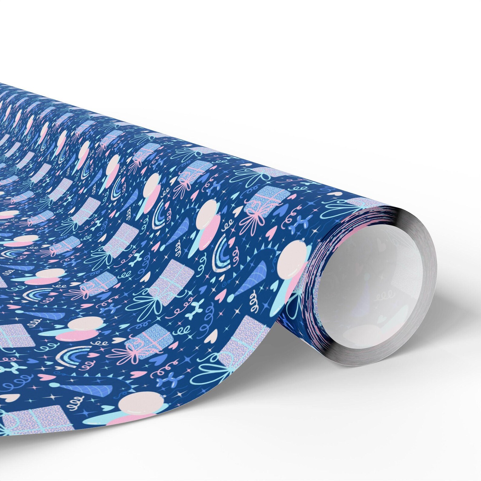 Birthday Wrapping Paper Roll - Blue Pastel Rainbow Pattern - Etsy
