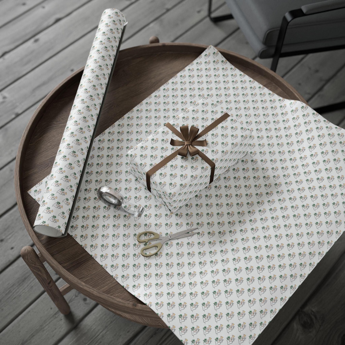 Bridal Shower Wrapping Paper - Romantic Bride and Bouquet Design - Etsy
