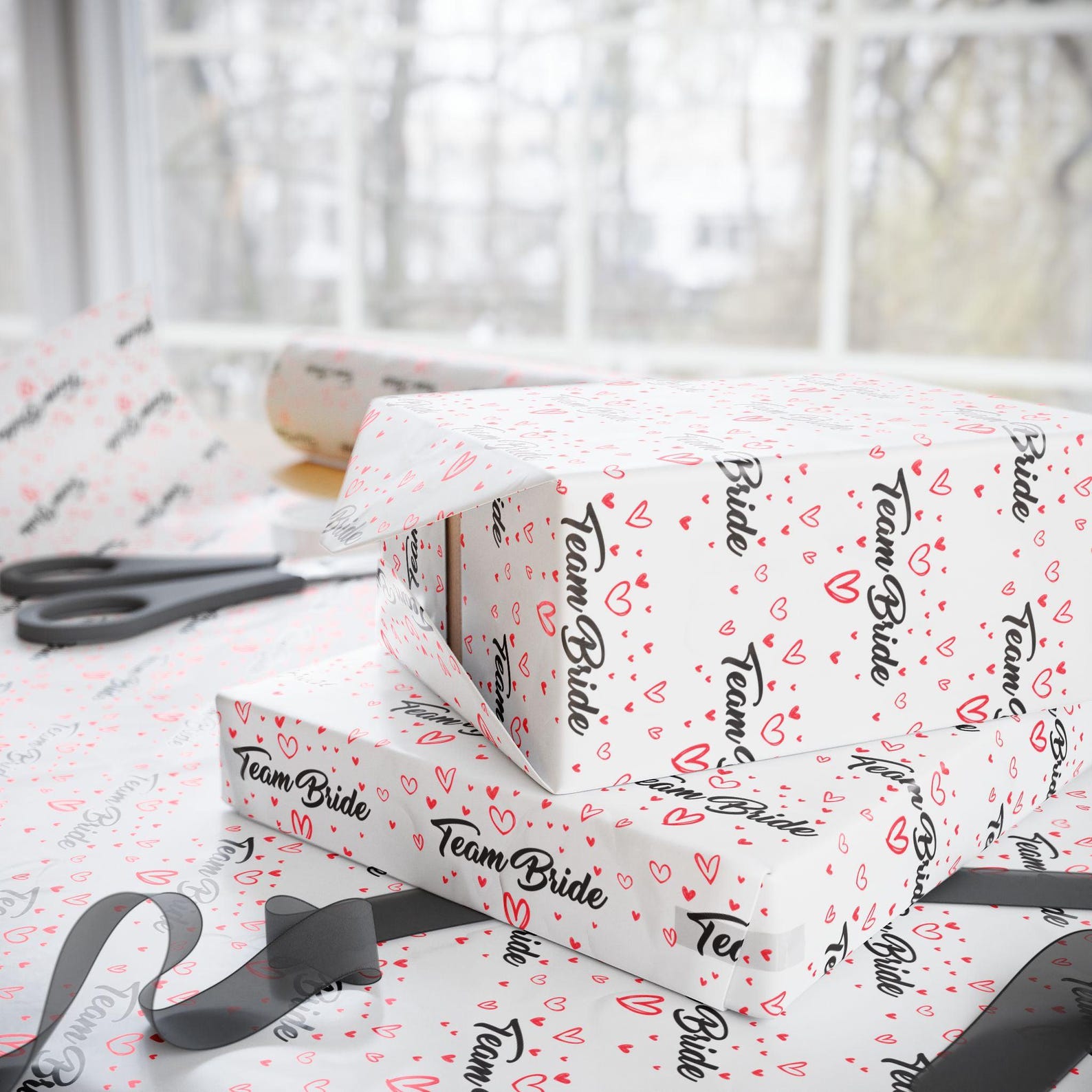 Bridal Shower Gift Wrap: Romantic Pink Hearts (glossy or Matte Finish ...