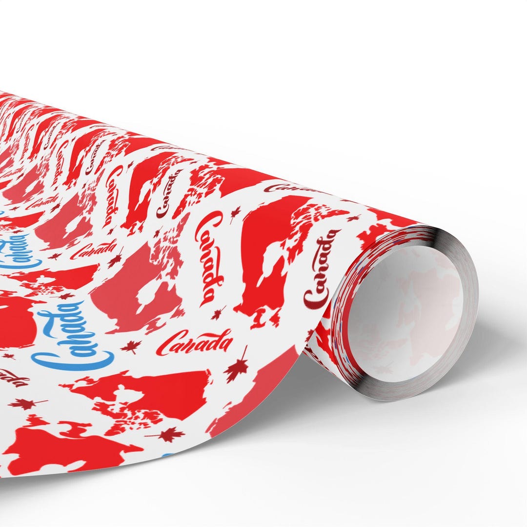 Canada Map Wrapping Paper – Patriotic Red White Celebration Roll - Etsy