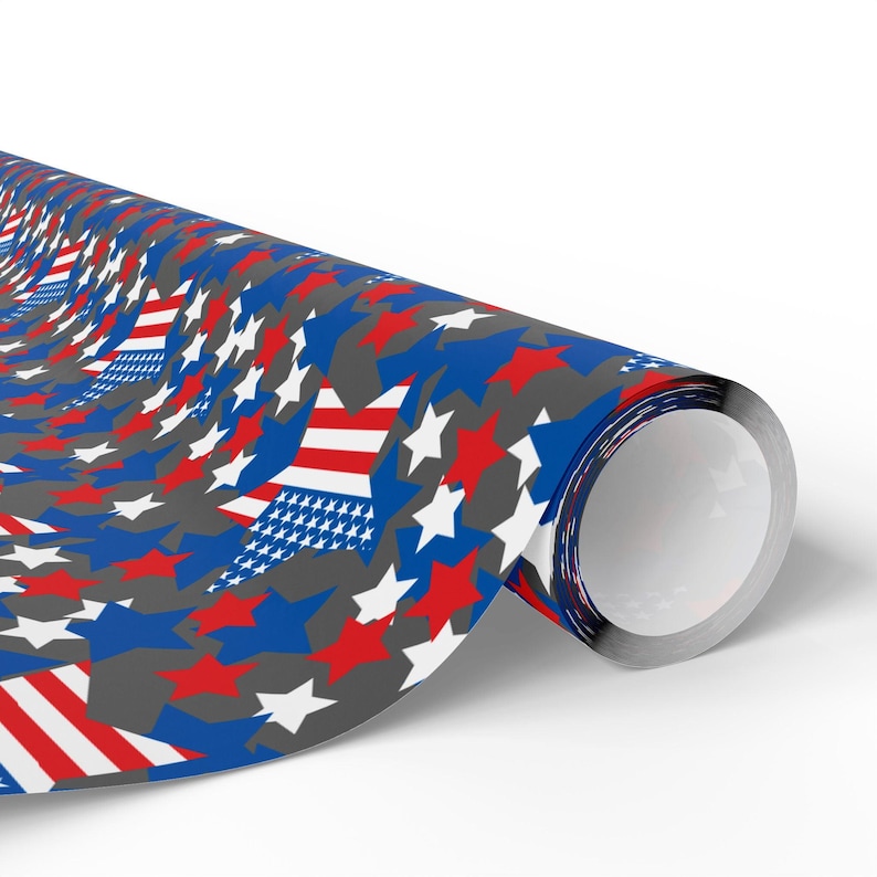4th of July Star Spangled Wrapping Paper | Patriotic Gift Wrap Roll ...