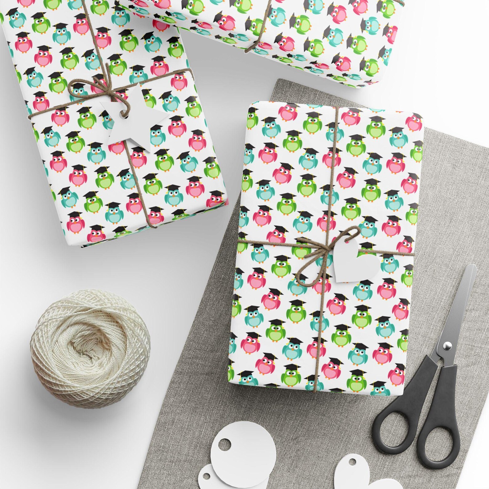 Graduation Wrapping Paper: Cheerful Owl Pattern - Glossy or Matte - Etsy