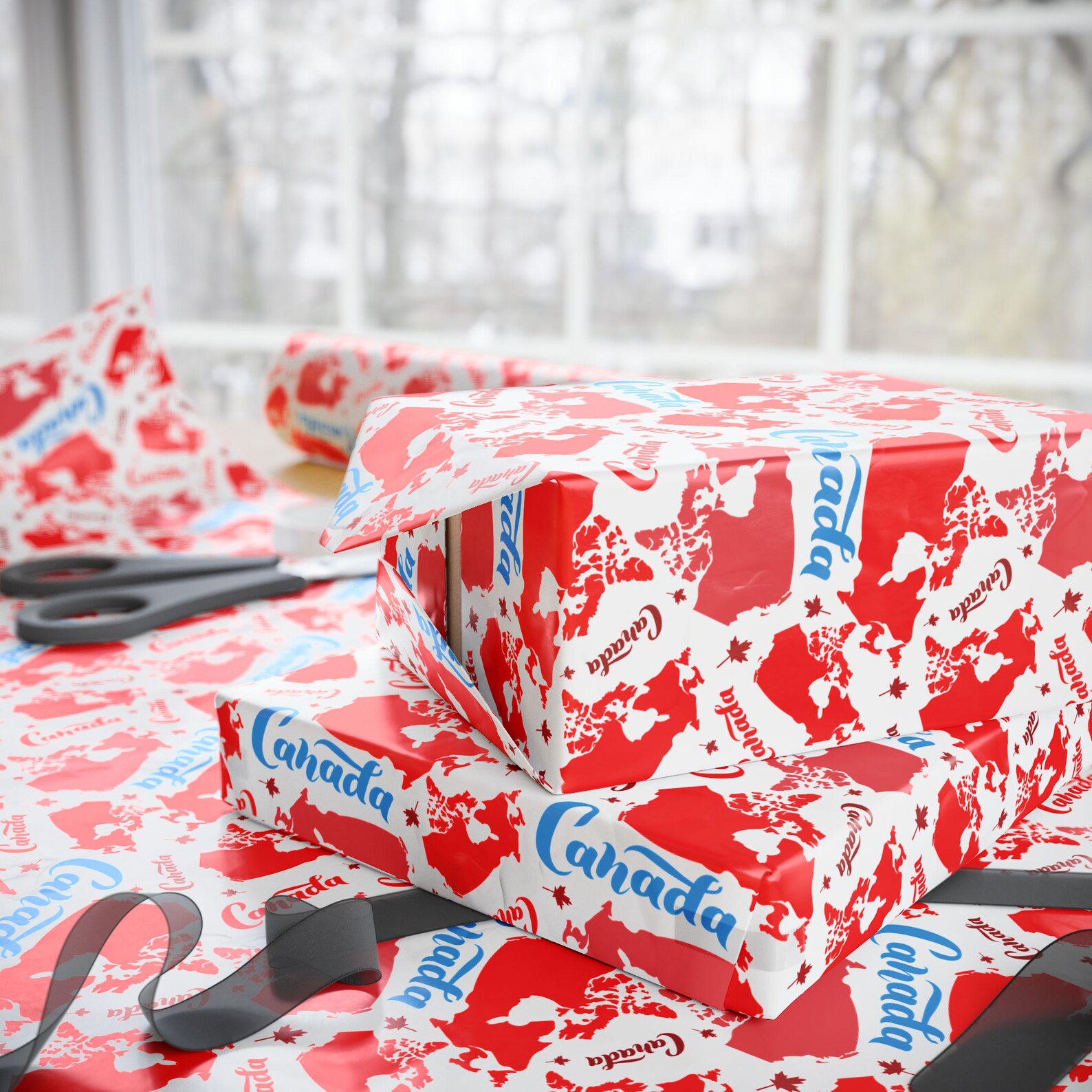 Canada Map Wrapping Paper – Patriotic Red White Celebration Roll - Etsy