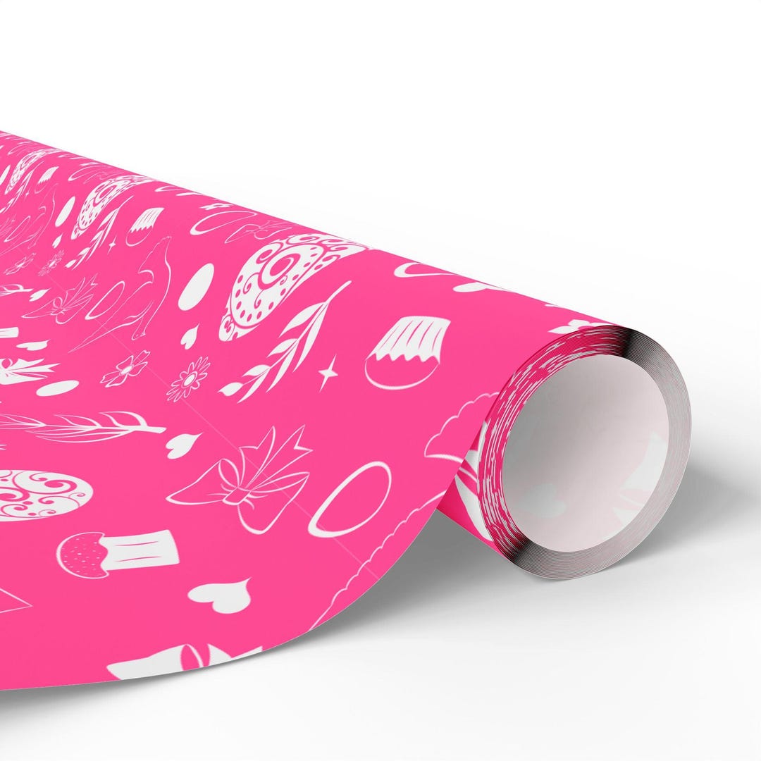 Pink Easter Gift Wrap - Bright Pattern With Hearts, Stars, and Cozy ...