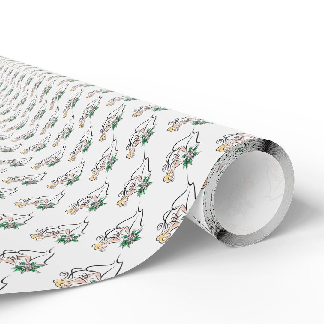 Bridal Shower Wrapping Paper - Romantic Bride and Bouquet Design - Etsy