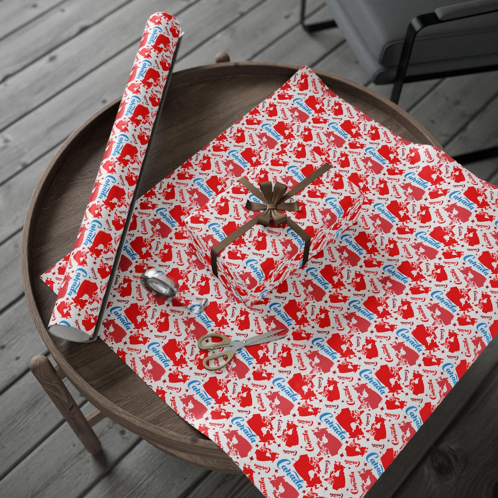 Canada Map Wrapping Paper – Patriotic Red White Celebration Roll - Etsy