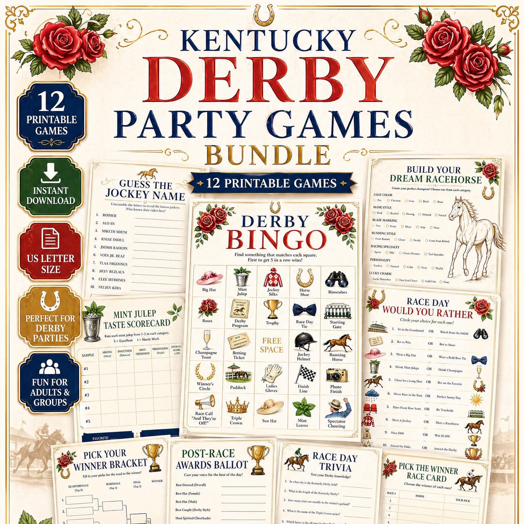 Kentucky Derby Party Games Bundle Printable,12 Derby Party Activities ...