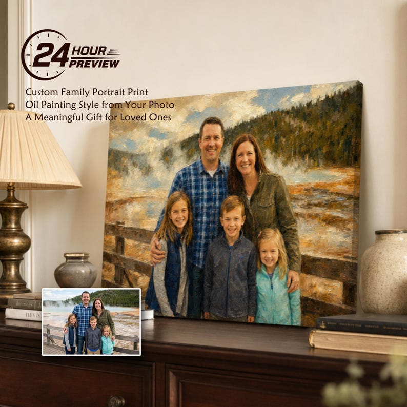 Custom Family Portrait Oil Painting Style, Photo to Art, Digital File ...