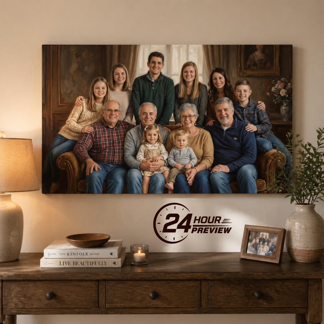 Custom Family Portrait Oil Painting Style, Photo to Art, Digital File ...