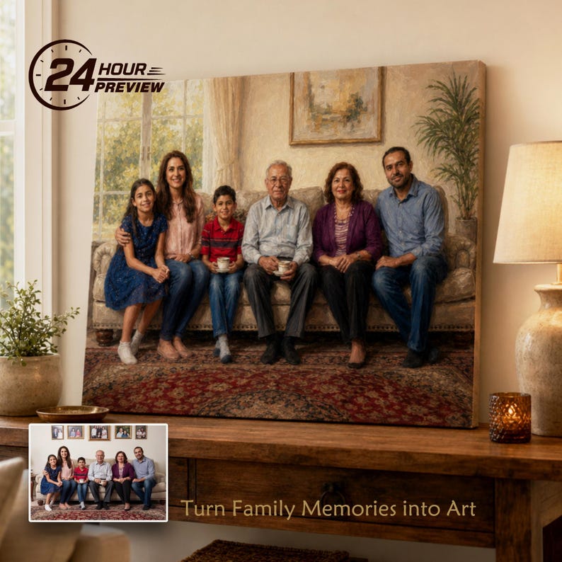 Custom Family Portrait Oil Painting Style, Photo to Art, Digital File ...
